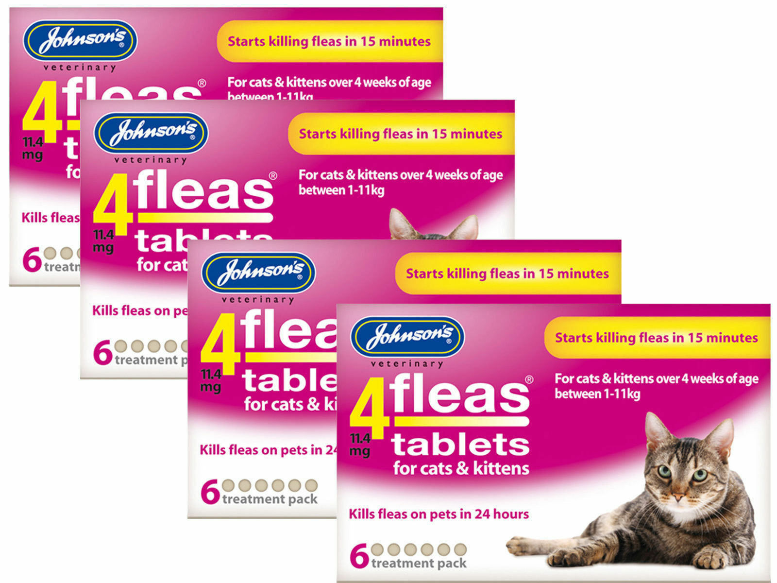 Johnsons 4Flea Cat Kitten Tablets 3Pk 6Pk Bulk Buy - Killer Fleas ...
