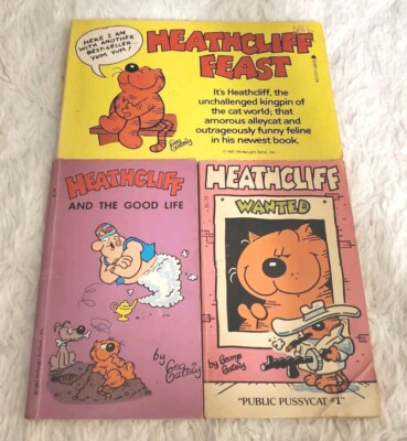 HEATHCLIFF 3 Paperback Book Lot COMIC STYLE 70s/80s THE GOOD LIFE Feast ...