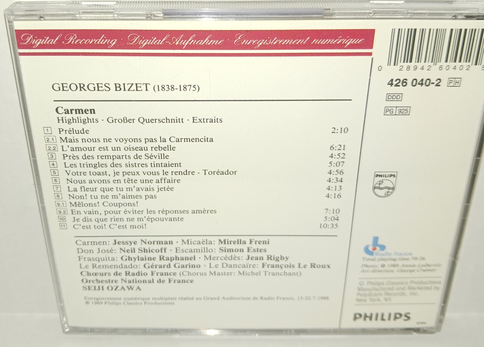 Bizet Carmen Highlights CD 1989 Opera Philips Jessye Norman Seiji Ozawa ...