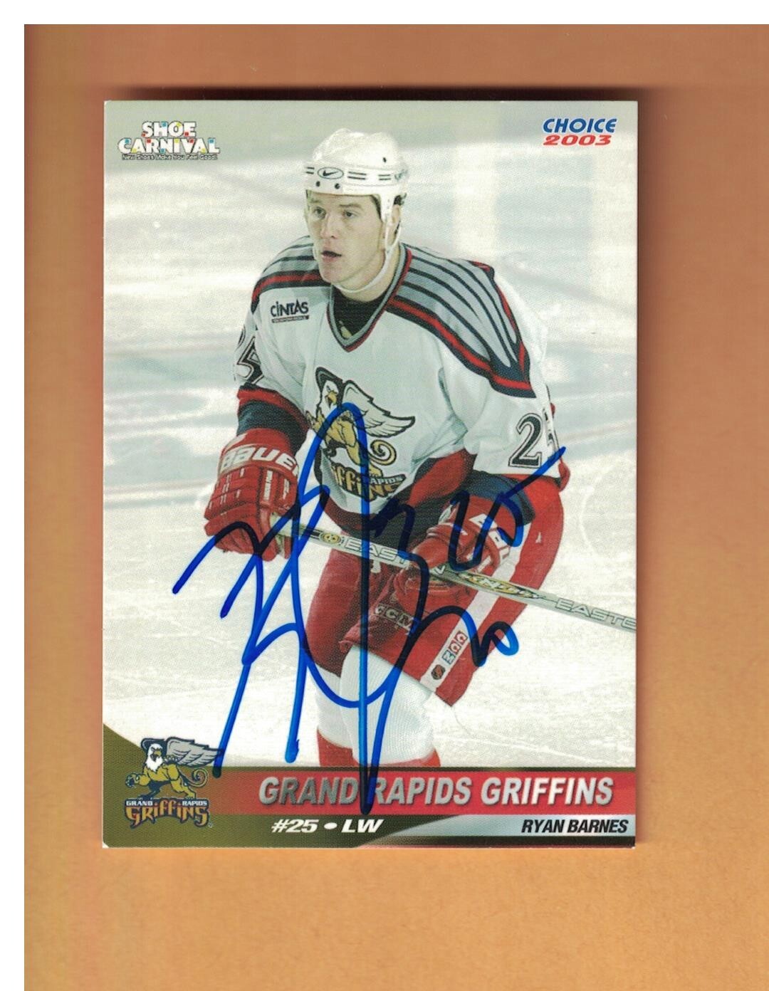 RYAN BARNES AUTOGRAPHED 2002-03 CHOICE HOCKEY CARD SIGNED GRAND RAPIDS ...