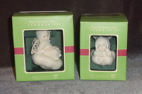 2006 Department 56 Snowbabies Angel Ornament Lot of 2: Love & Pece ...