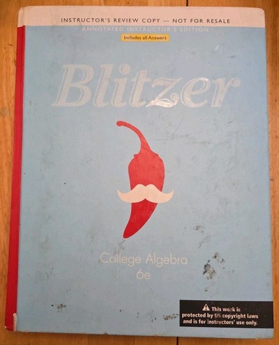 Blitzer Hardcover College Algebra 6e 6th ed Pearson Home School ...