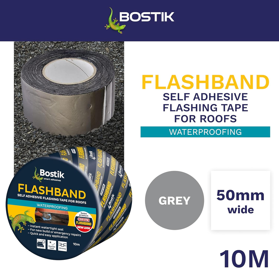 Bostik Flashband Self Adhesive Flashing Tape for Roofs Grey -50Mm X 10M ...