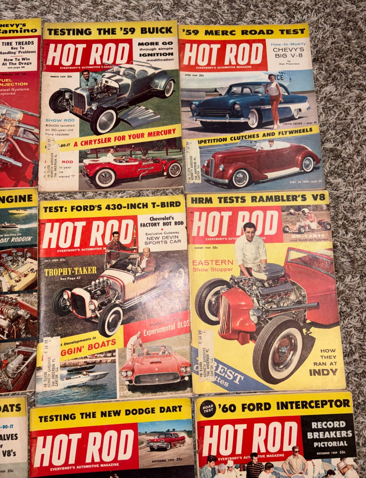 Lot of (12) Vintage Hot Rod Magazines January 1959 - December 1959 Good ...
