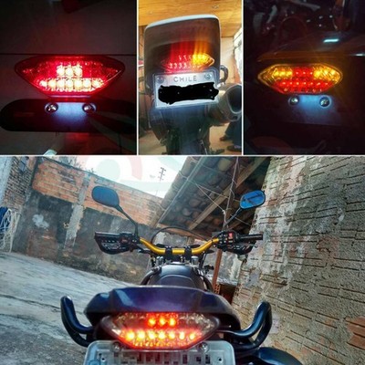 Motorcycle 16 LED Turn Signals Brake Light License Plate Integrated ...