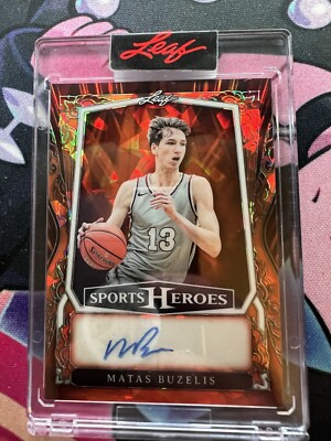 Matas Buzelis 2025 Leaf Sports Heroes Rookie Auto Orange Crystal Card ...