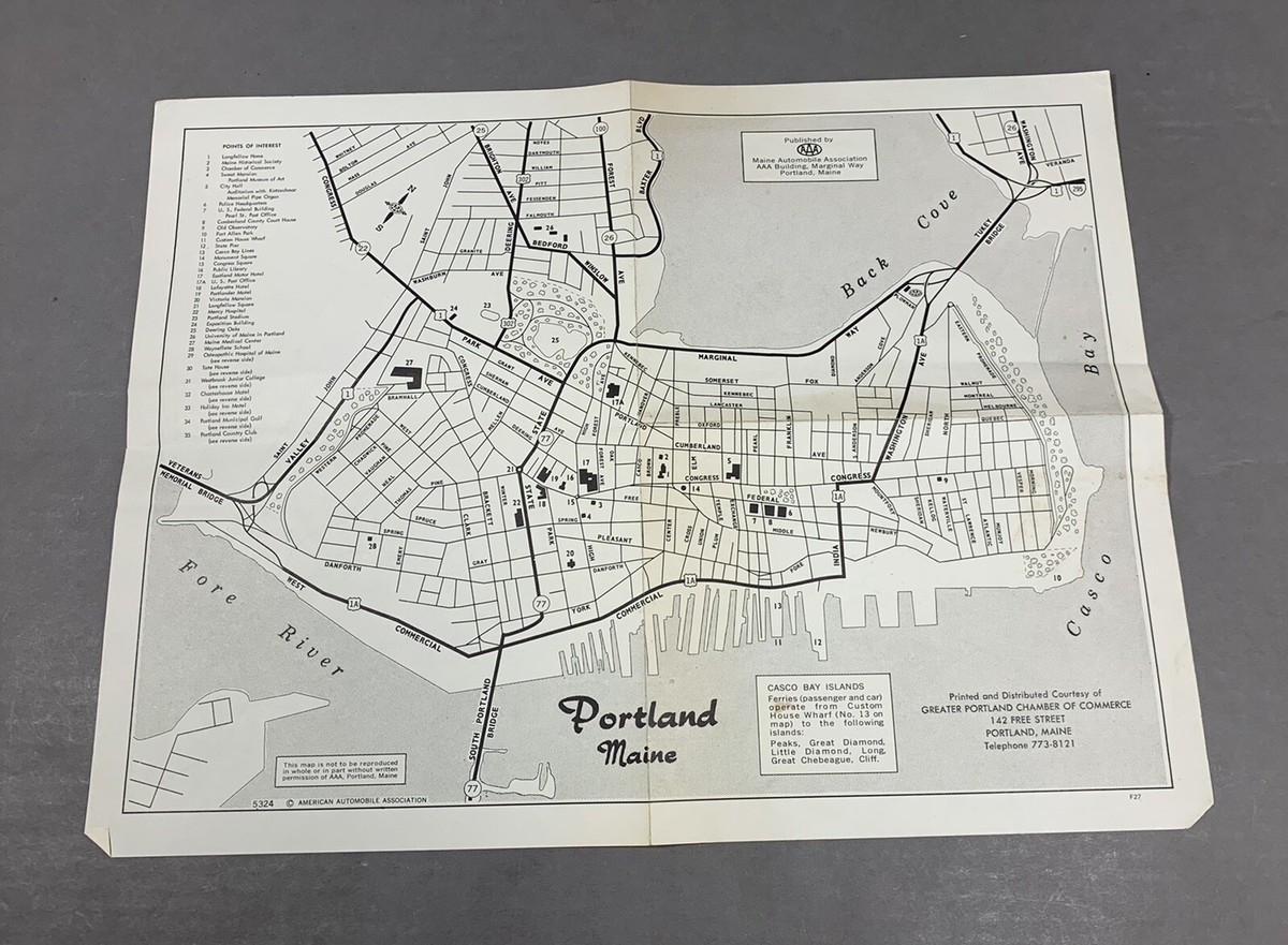 Old Portland Maine Tourist Map Downtown Portland Maine Map