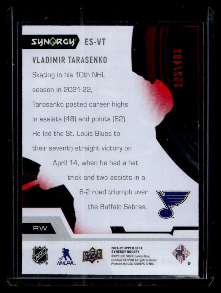 2021 UD Synergy Vladimir Tarasenko /499 #ES-VT St Louis Blues | eBay