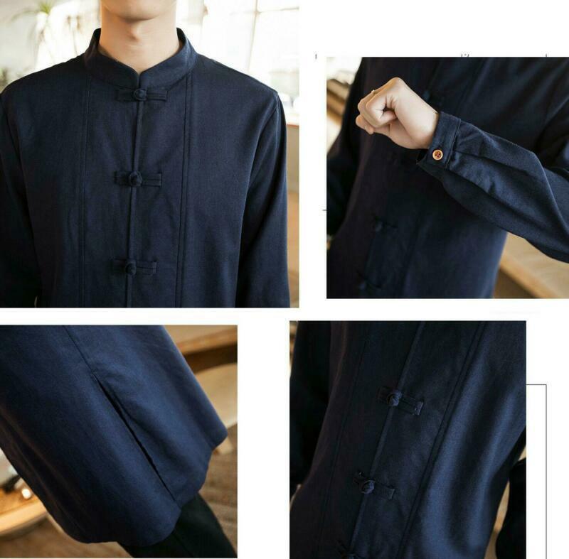 Chinese Traditional Men's Tang Kungfu Tai Chi Long Uniform Cotton and ...