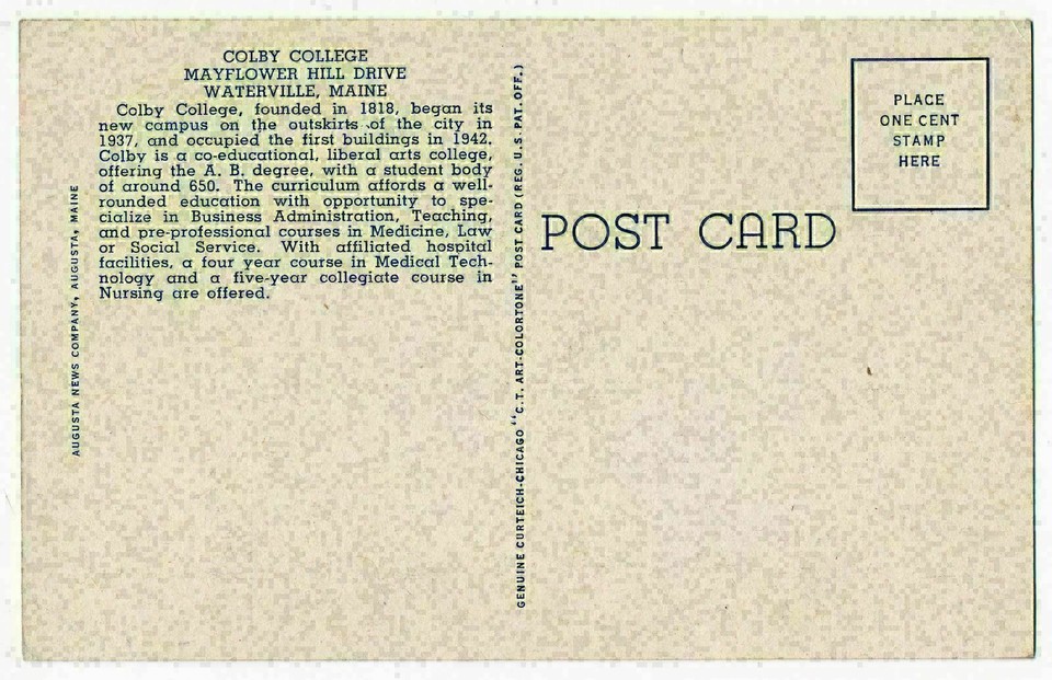 Roberts Union, Colby College, Waterville, Maine 1940's | eBay