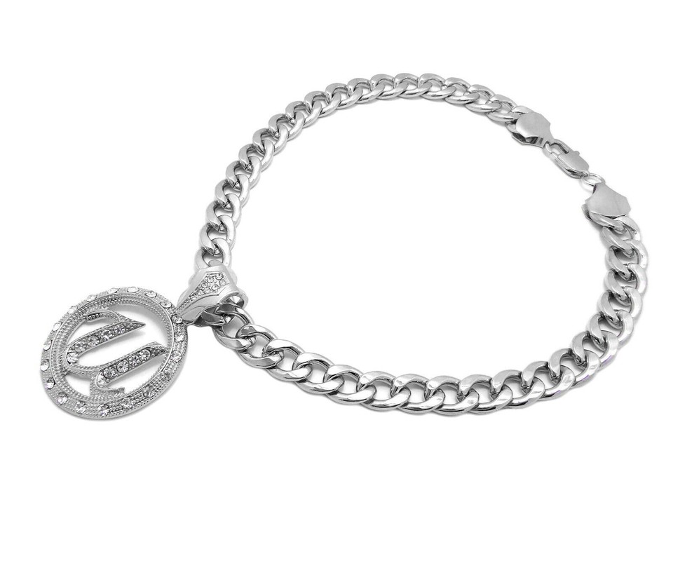 HIP HOP ICED USHER U MEDAL CUBIC ZIRCONIA PENDANT 18" ~ 30" CUBAN CHAIN ...