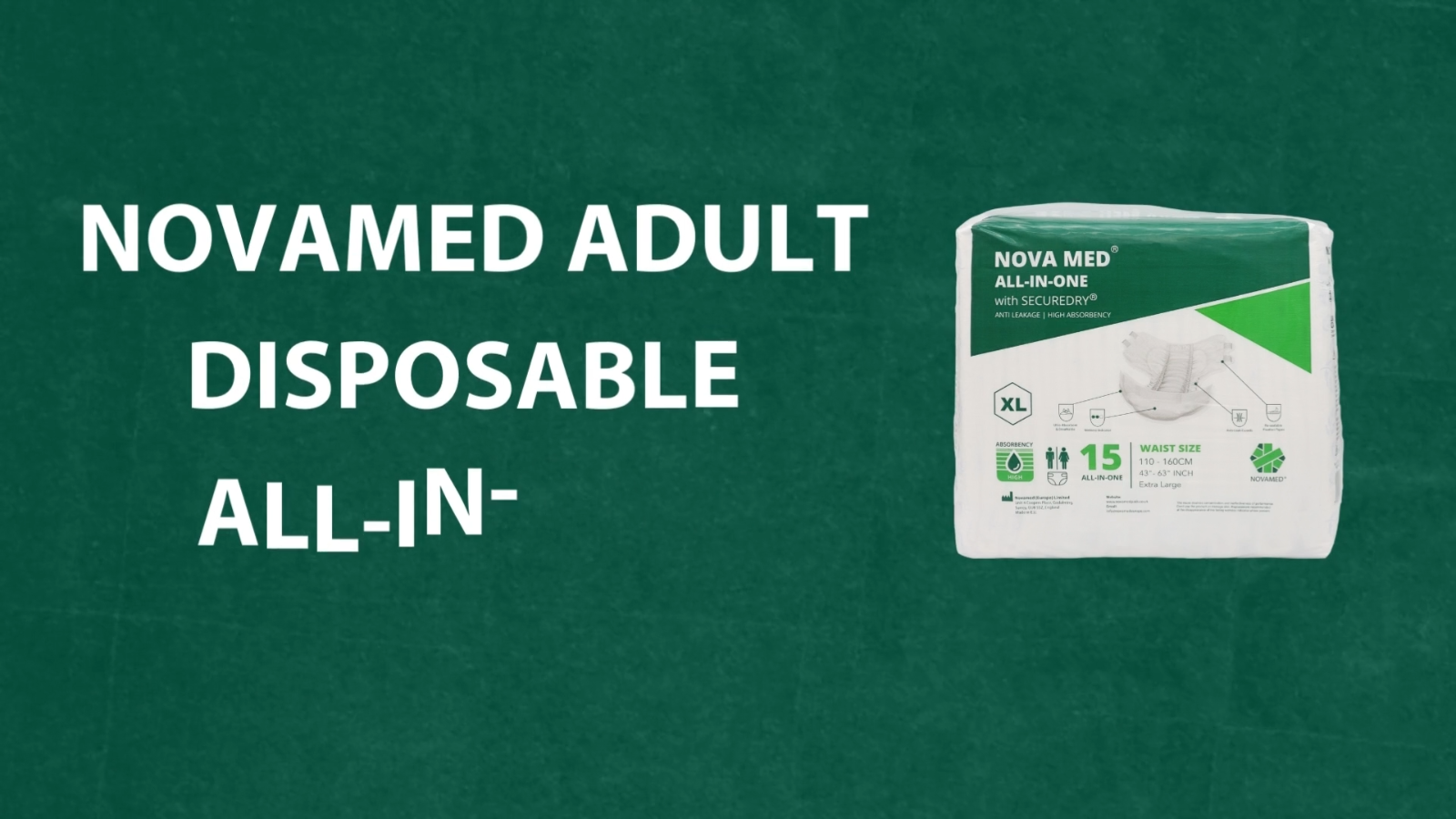 Novamed All In Ones Incontinence Pad Adult Nappies - 15 per pack- Size ...