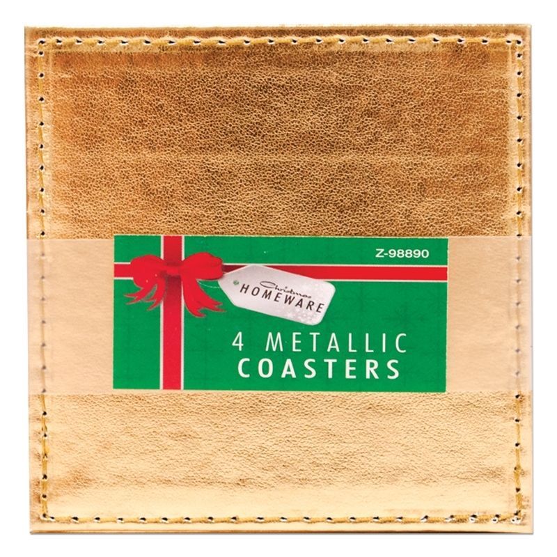 Christmas Set of 4 Shiny Metallic Coasters - Gold, Silver or Red | eBay UK