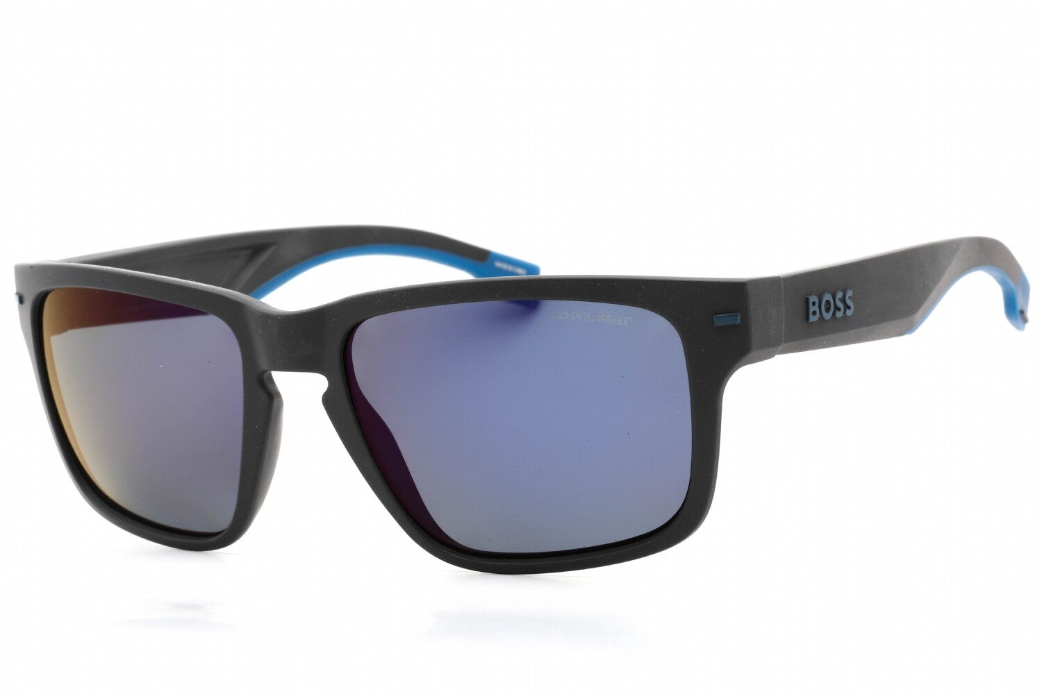 HUGO BOSS BOSS 1497/S 08HT 4J Sunglasses Matte Grey Frame Blue Mirror ...