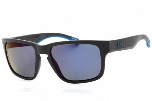 HUGO BOSS BOSS 1497/S 08HT 4J Sunglasses Matte Grey Frame Blue Mirror ...