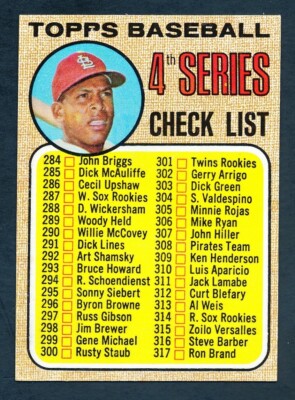 1968 TOPPS BASEBALL #278 4TH SERIES CHECKLIST NRMT | eBay