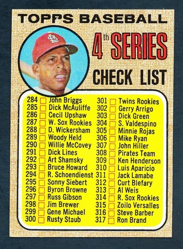 1968 TOPPS BASEBALL #278 4TH SERIES CHECKLIST NRMT | eBay