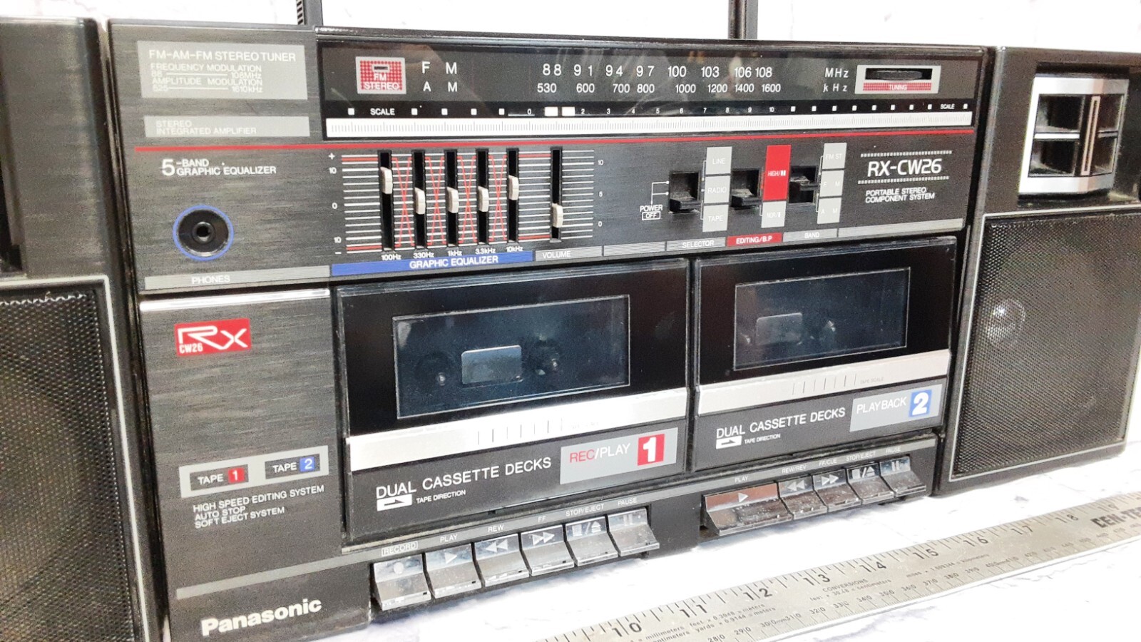 VNTG PANASONIC RX-CW26 BOOMBOX CLASSIC 80s STEREO RADIO TWIN CASSETTE ...
