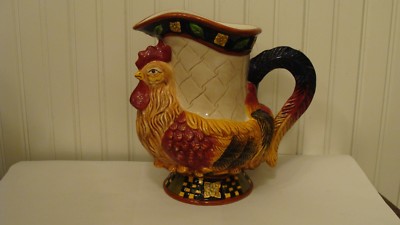 Beautiful Colorful Ceramic Bella Casa By Ganz Rooster Pitcher | eBay