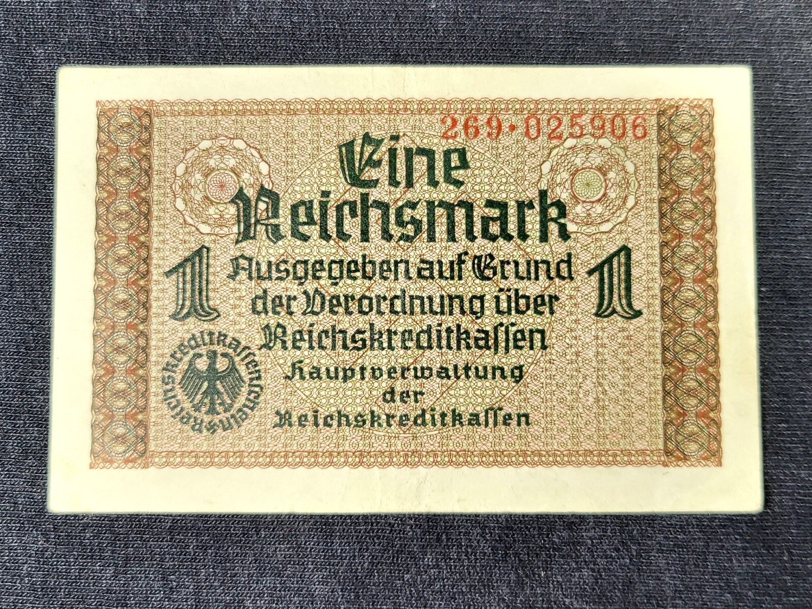 1939 Germany/Occupied Territories 1 Reichsmark Note F-VF Banknote (R ...