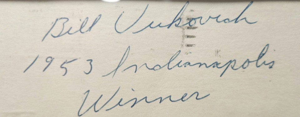 1954 Bill Vukovich Sr. Autographed Signed Framed Indy 500 Presentation ...