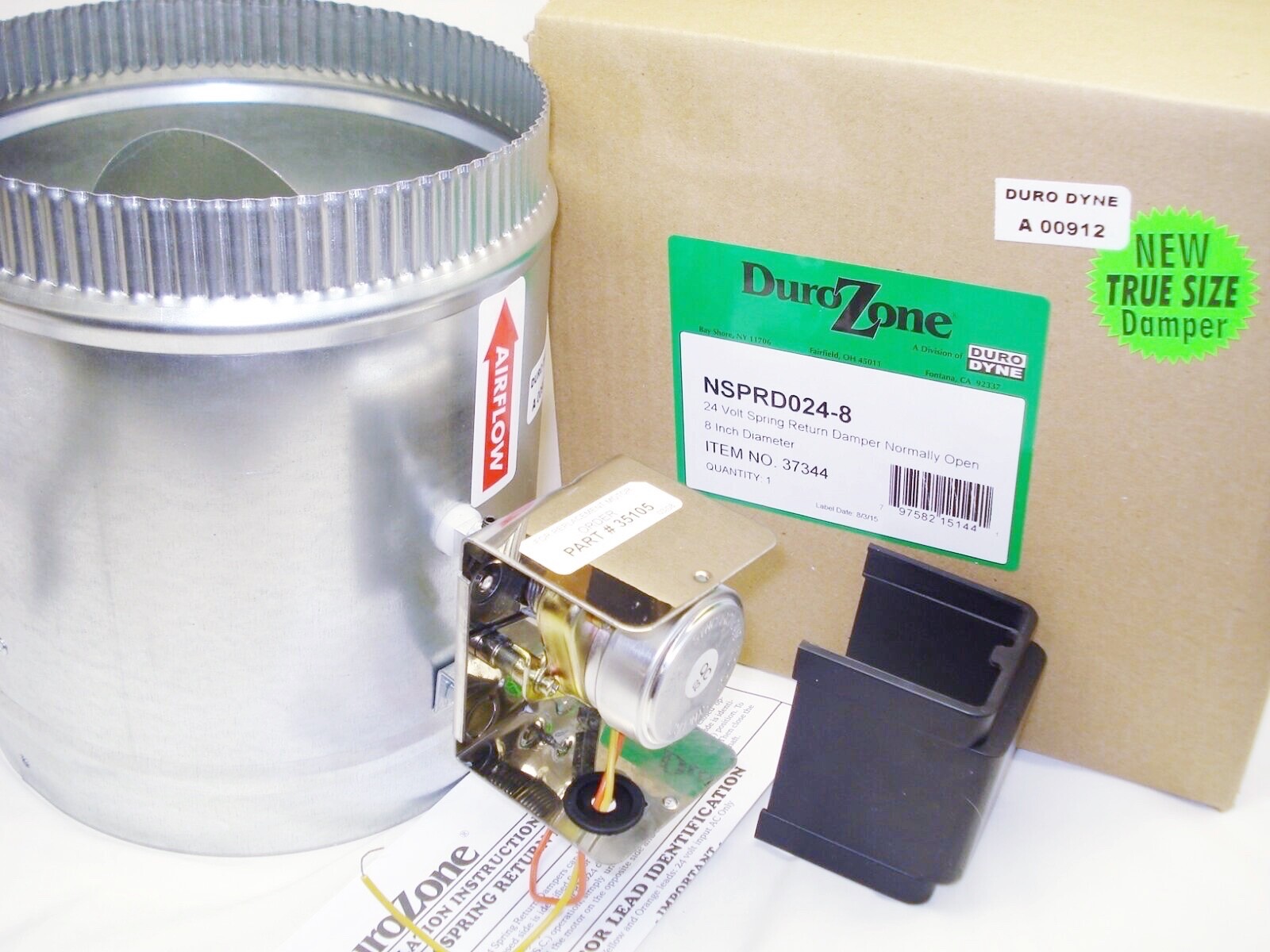 8" Durozone HVAC Motorized Electric Zone Control 24ac Power Damper ...