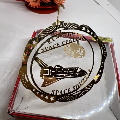 Vtg KENNEDY SPACE CENTER SHUTTLE Christmas Ornament 24K Gold Finish ...