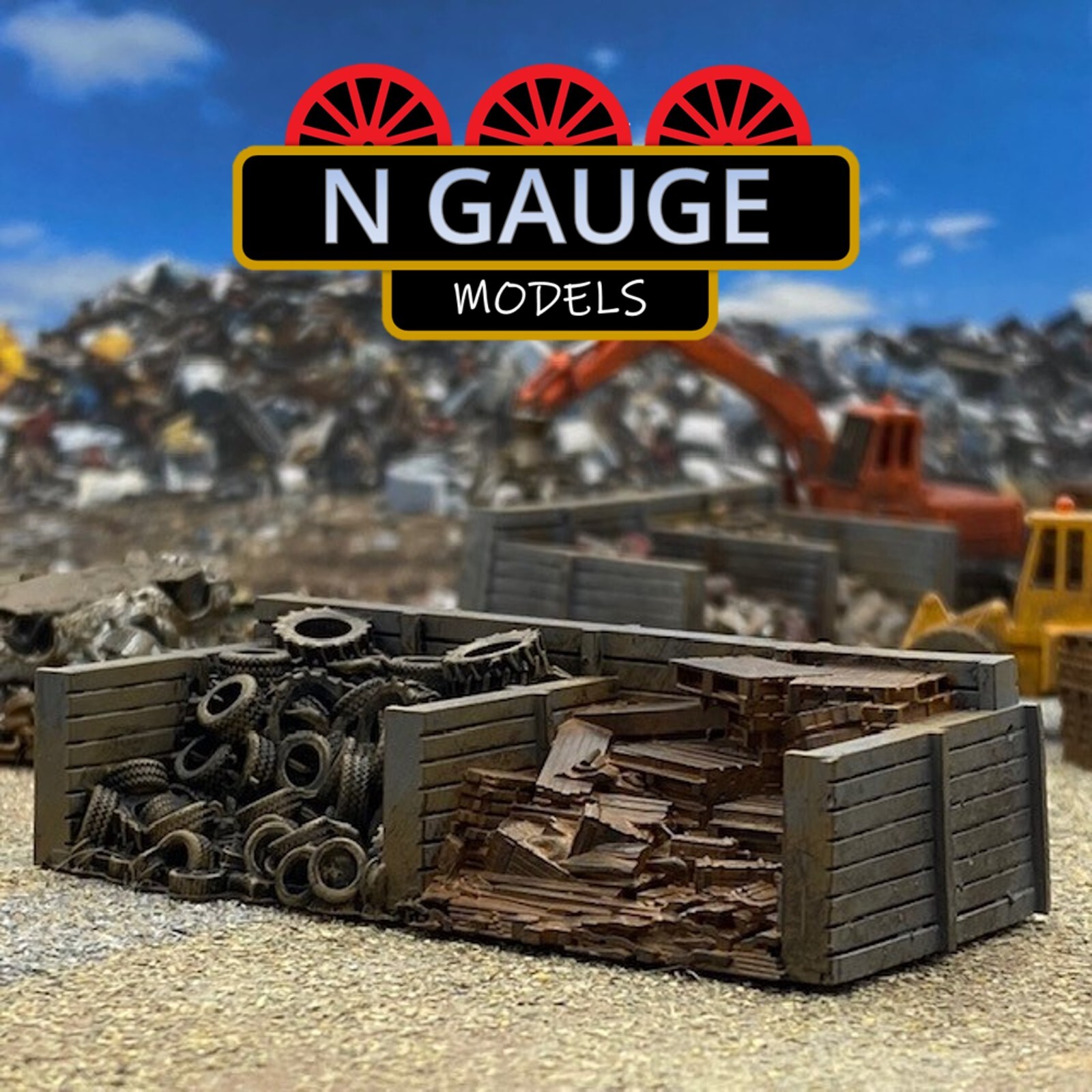 PAINTED- N Scale Gauge 1:148 Scrap Yard Junk Bunker's (Refuse Trash 1: ...