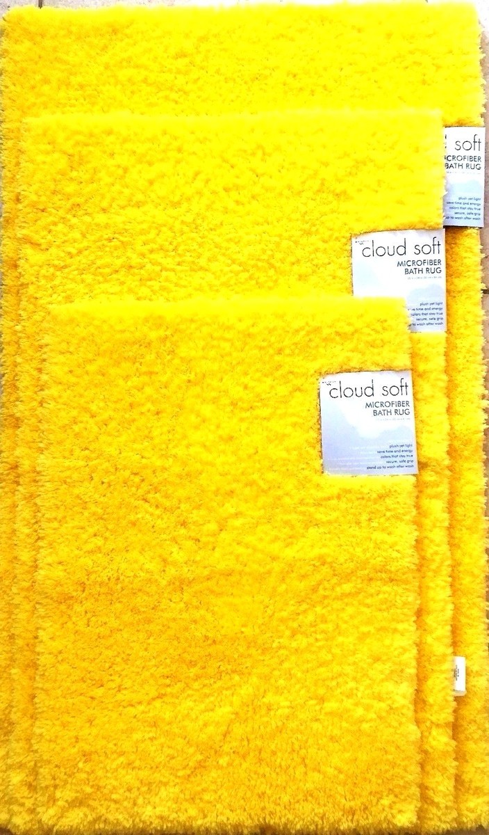 Bright Yellow Bathroom Rugs NEW CLOUD SOFT BRIGHT YELLOW MICROFIBER