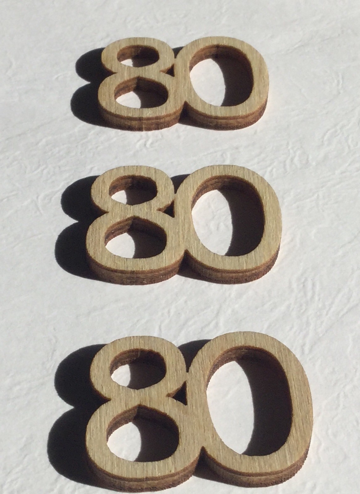 3x Zahl 80 Holzzahlen Ziffer Kartengestaltung Basteln Scrapbooking ...