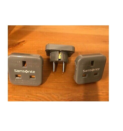 2 x Samsonite UK To EU Euro Europe European 3 Pin to 2 Pin Travel ...