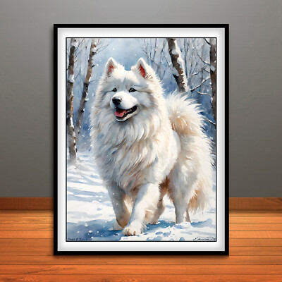 Samoyed Print, Poster, Dog Wall Art, Animal Decor | eBay