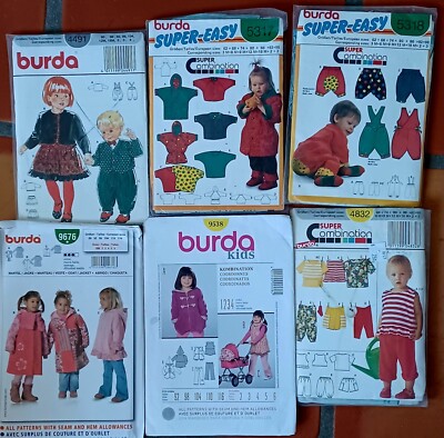 LOT 6 BURDA Sewing Patterns for Toddlers and Children NEW, UNCUT Coats ...