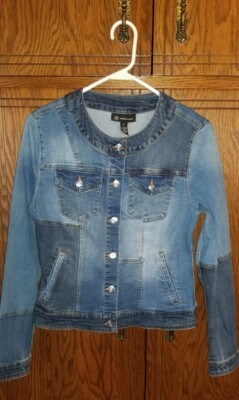 Inc International Concepts Color Block Biker Denim Jacket | eBay