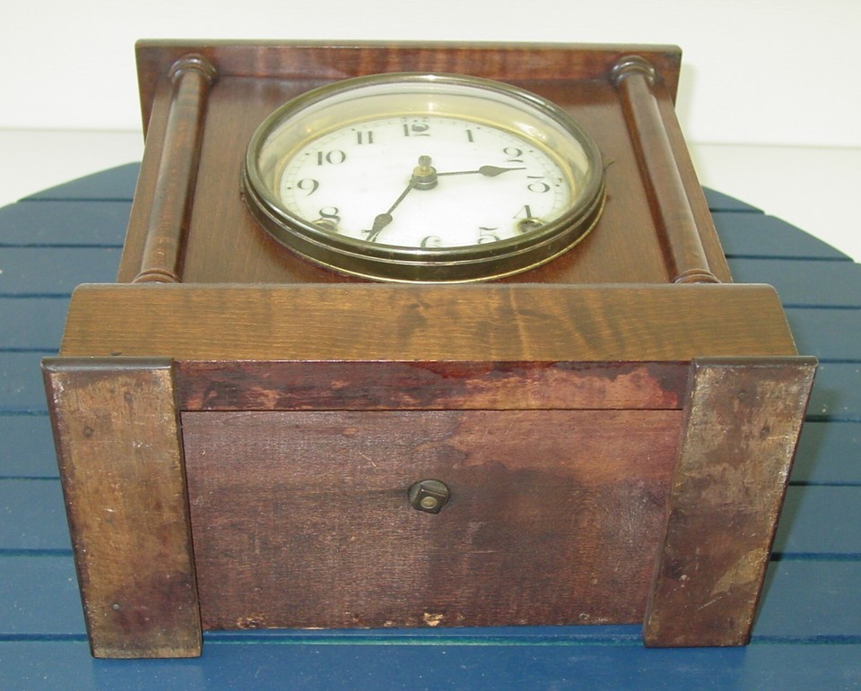 Antique Lovely Sessions Clock Co. Wooden Wind Up Pendulum Clock with ...