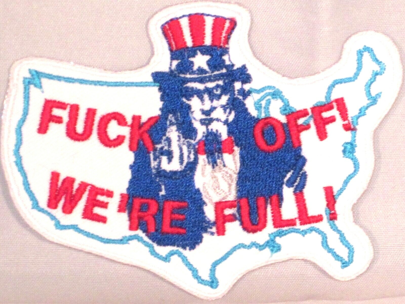 F**K OFF! WE'RE FULL USA MAP EMBROIDERED MOTORCYCLE IRON ON PATCH E-9 ...