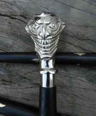 Chrome finish Joker handle Walking Stick Black Inlay Wood gift item ...