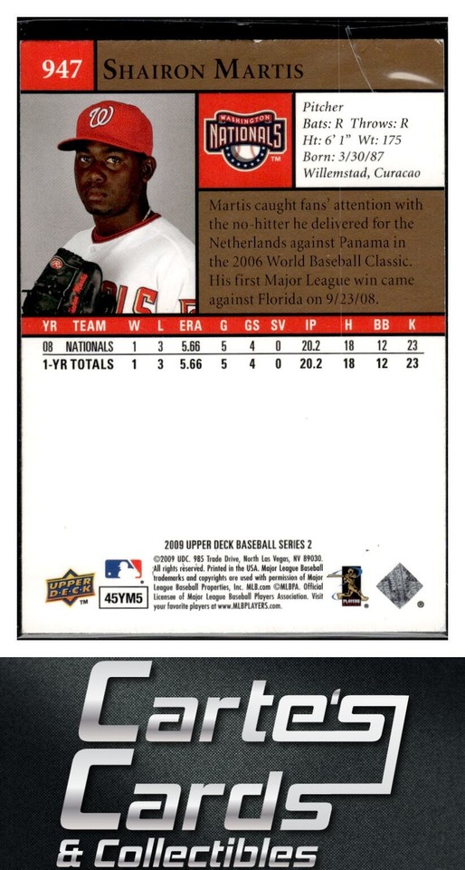 Shairon Martis 2009 Upper Deck First Edition #391 TTM/IP Signed ...