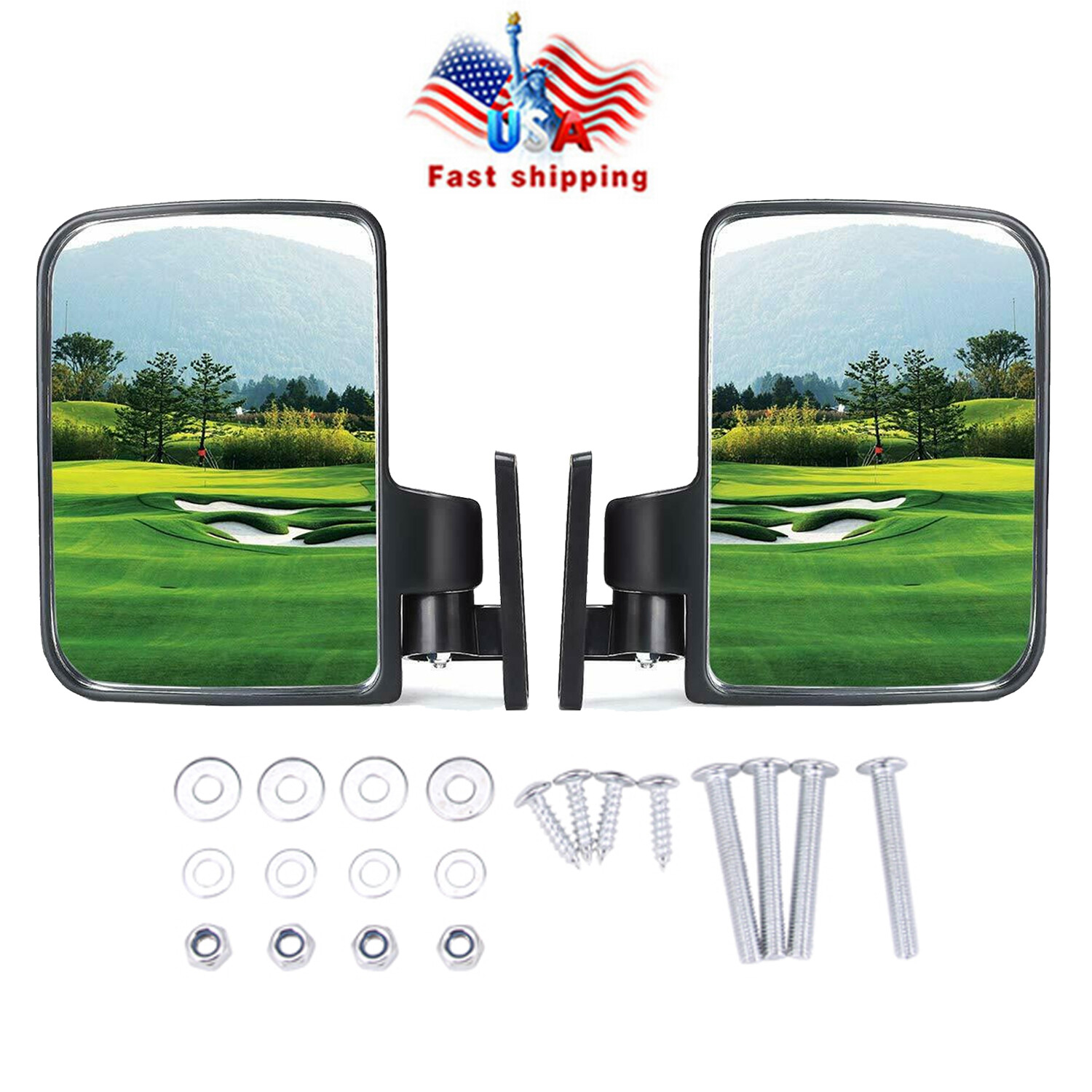 Golf Cart Side Mirrors No Drilling for Club Car EZGO Yamaha Rear View ...