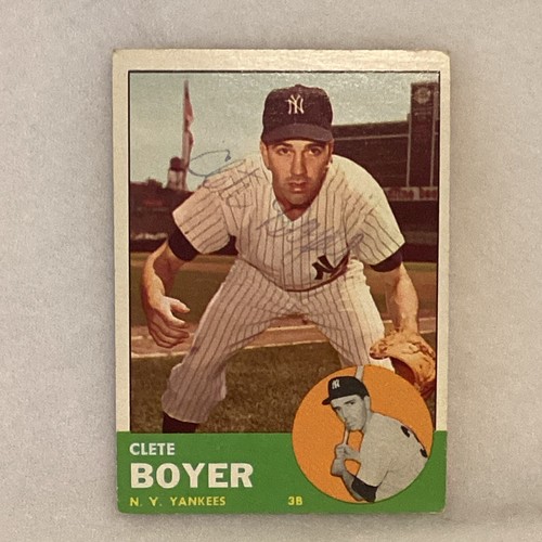 1963 TOPPS #361 CLETE BOYER New York Yankees Autographed Baseball Card ...