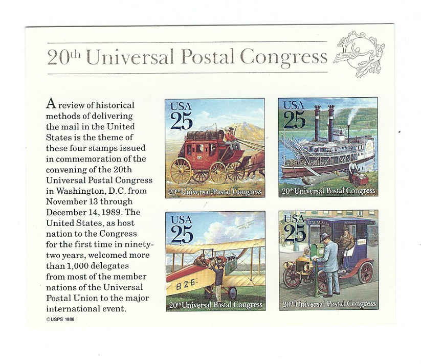 Scott #2438...25 Cent... 20th Universal Postal Congress....Souvenir ...