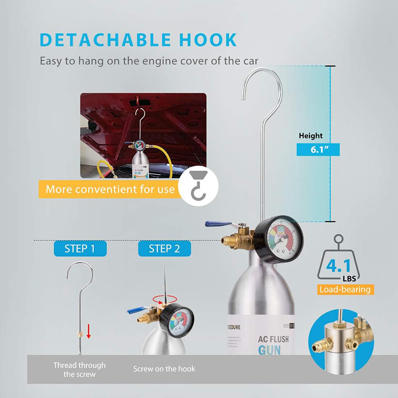 AC Flush Kit Air Conditioning Flushing Gun with Barometer R134 R12 R22 ...