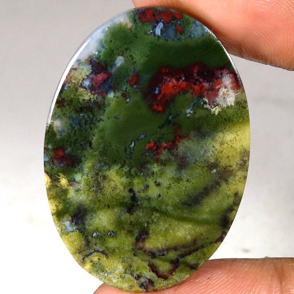 100% Natural Indonesian Moss Agate Oval Cabochon Mind Blowing Loose ...