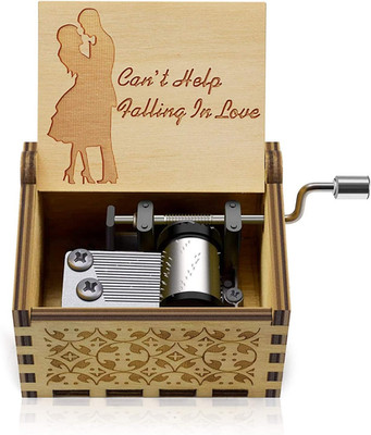 Can'T Help Wood Music Box Hand-Operated Antique Engraved Cute Musical ...