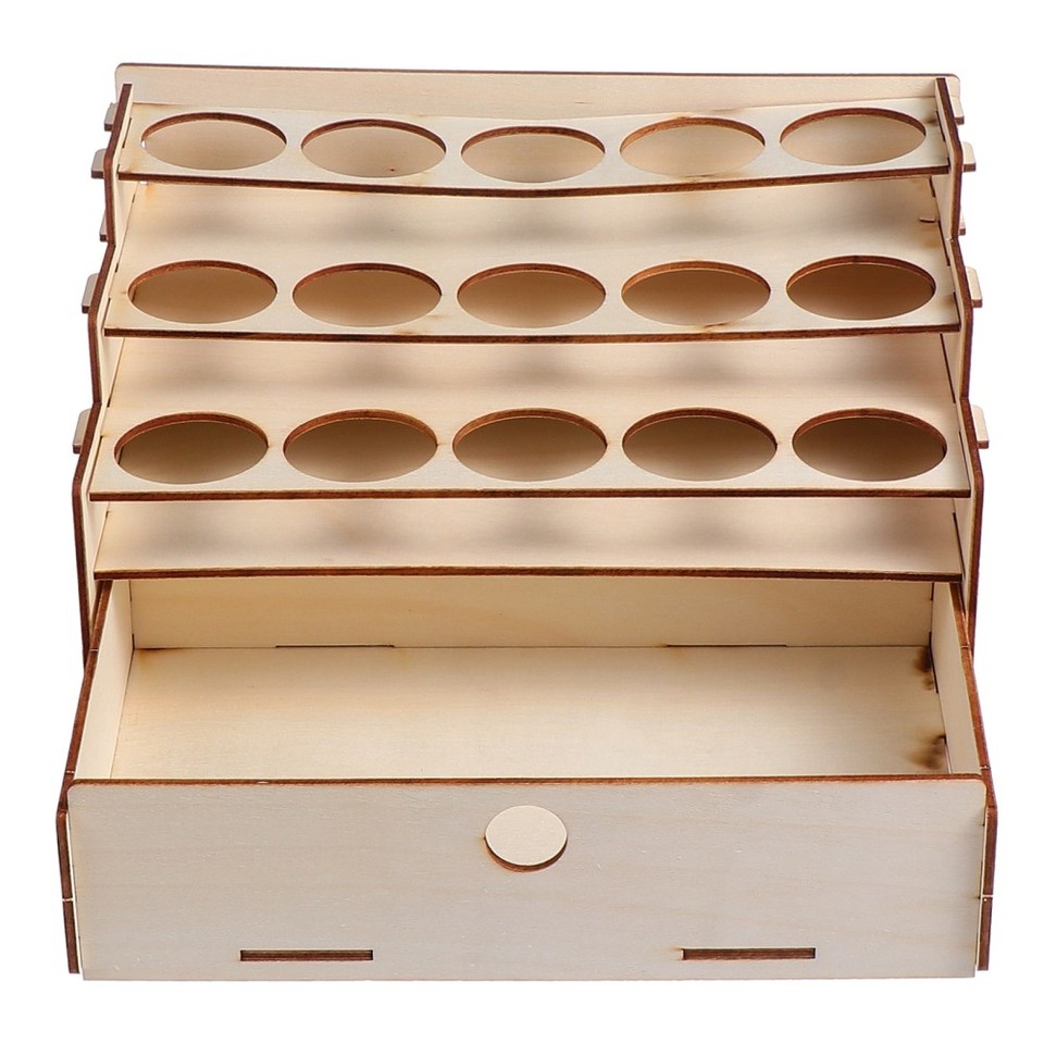 Wooden Paint Rack Pigment Inks Storage Organizer Rack with 15 Bottle ...