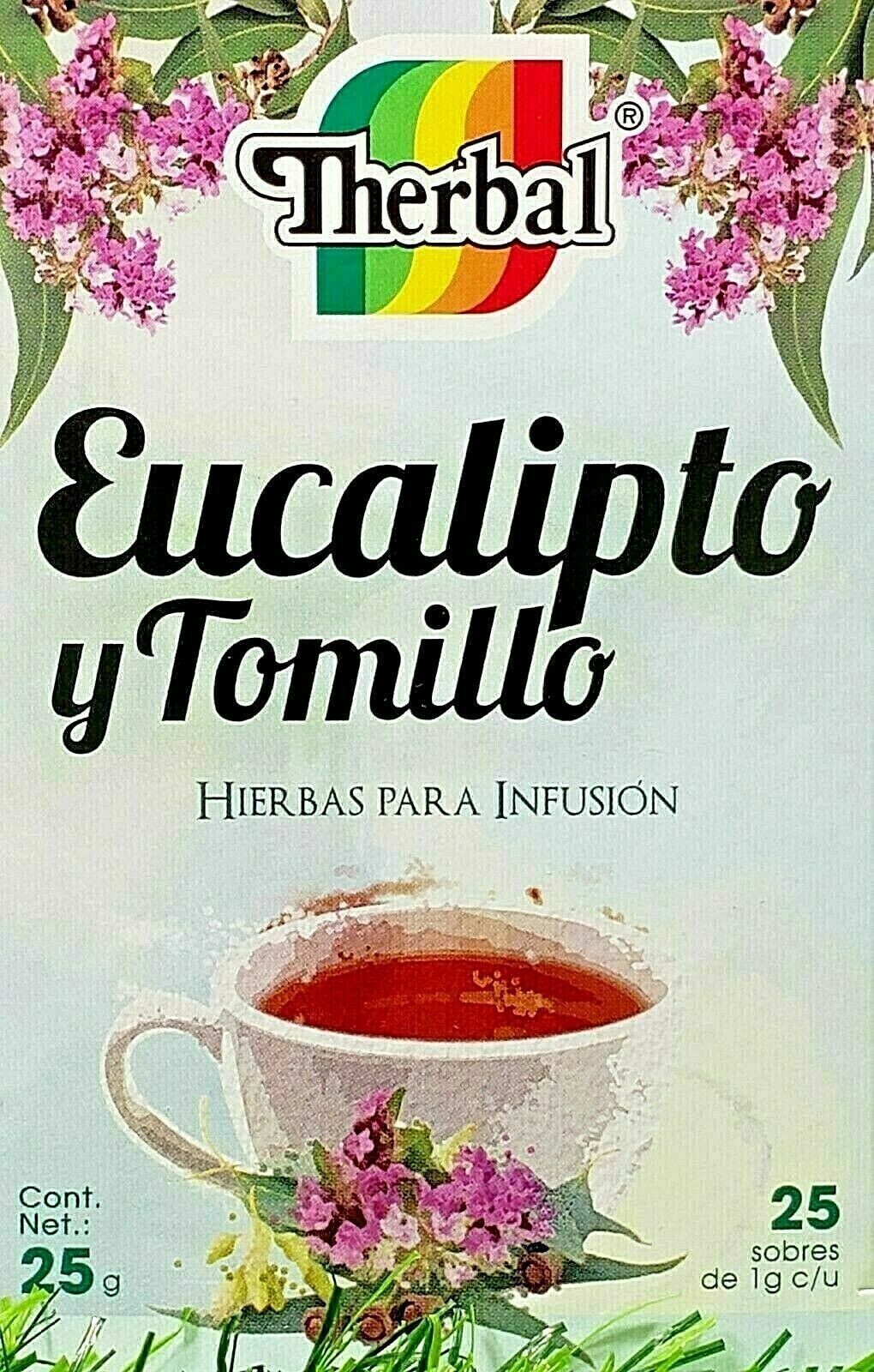 2 Boxes Te Eucalipto Tomillo 50 Bags 0.03oz Eucalyptus Thyme Tea ...