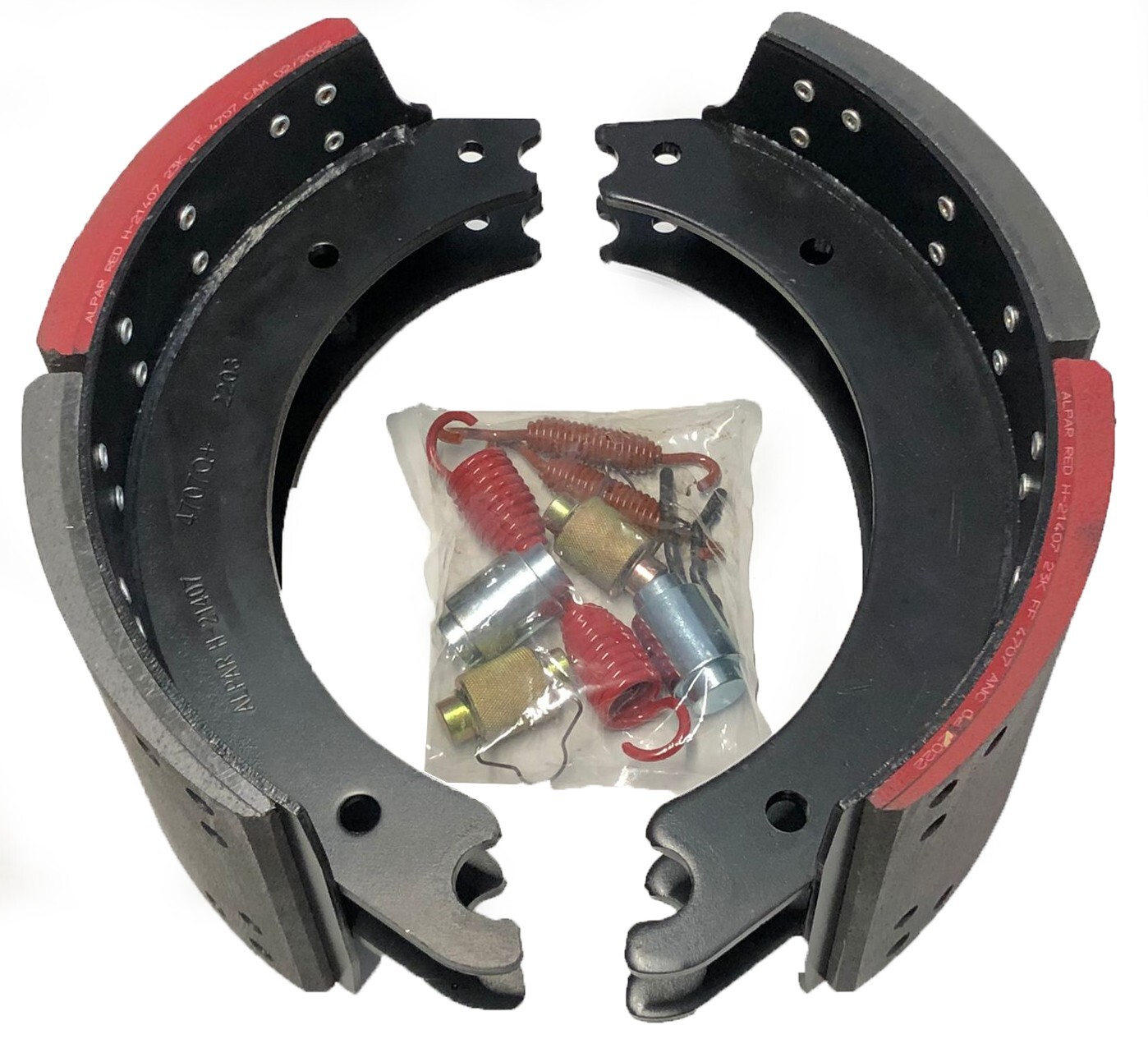 4707 16-1/2" x 7" Q+, Q Plus Brake Shoe Box Kit 23K Lining 2 shoes+1 ...