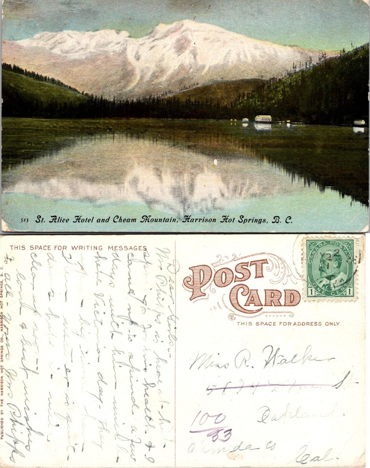Postcard Canada St Alice Hotel Cheam Mountain Harrison Hot Springs BC ...