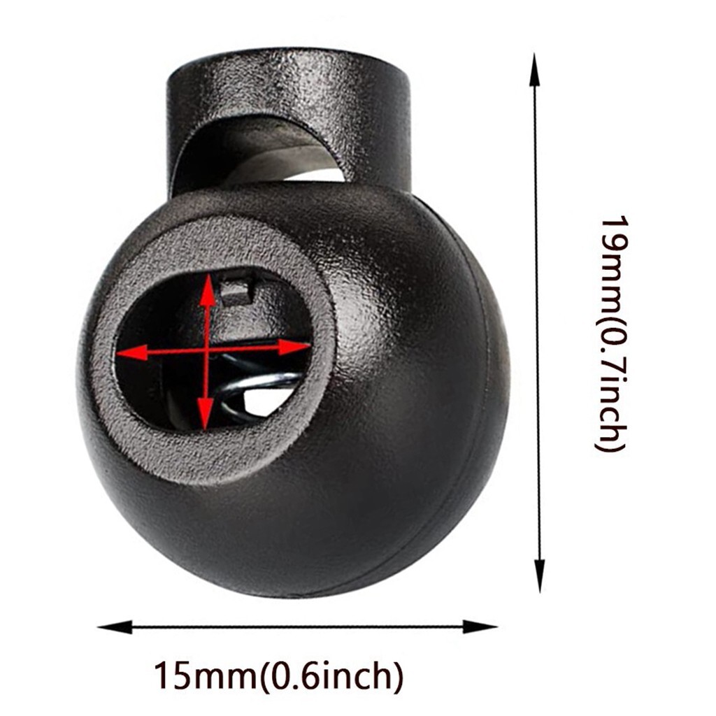 100pc Rope Cord Locks Clip End Round Ball Shape Luggage Lanyard Stopper ...