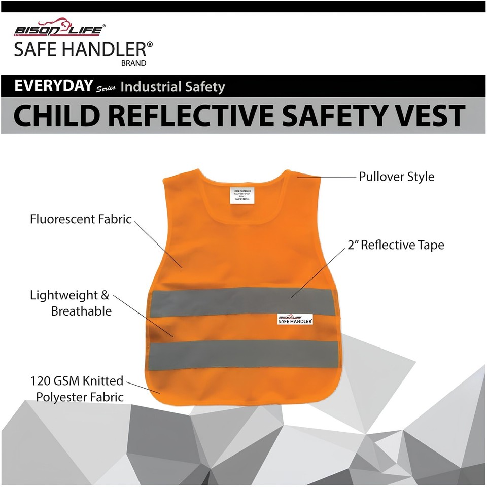 Reflective Safety Vest For Child, Lightweight, Polyester, Orange (2 ...